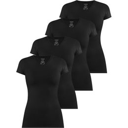 Janice 4 x Figurbetontes T-Shirt mit V-Ausschnitt Siena in Schwarz | Gr.: XXL