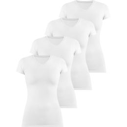 Janice 4 x Figurbetontes T-Shirt mit V-Ausschnitt Siena in Wei&szlig; | Gr.: L