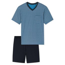 Schiesser Schlafanzug Comfort Nightwear in Blau | Gr.: 58