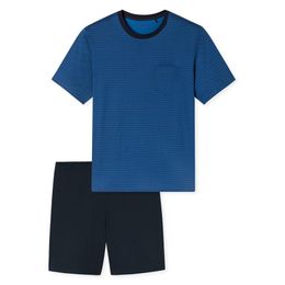 Schiesser Schlafanzug Comfort Essentials in Blau | Gr.: 56