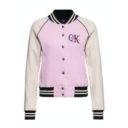 Queen Kerosin College Sweatjacke Poodle Lounge in rosa | Gr.: S