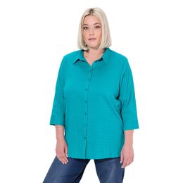 Ulla Popken Hemdbluse in tiefes aqua | Gr.: 58-60