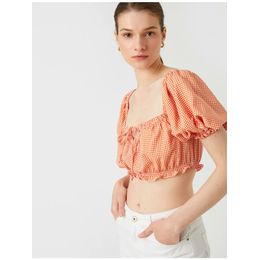 KOTON Bluse in Orange Karomuster | Gr.: 42
