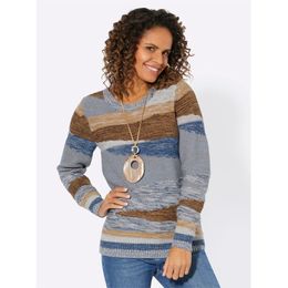 WITT WEIDEN Pullover in jeansblau-taupe-gemustert | Gr.: 40