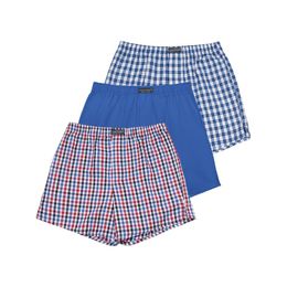 Normani 3 St&uuml;ck Herren Web Boxershorts in Blau/Rot | Gr.: L