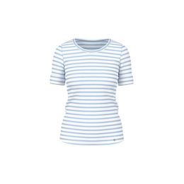 Marc Cain ADDITIONS Ringel-T-Shirt aus Baumwoll-Ripp in skyway new | Gr.: 42