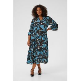 Kaffe curve Kleid KCkerry A-shape in Windward Blue/Black Flower | Gr.: 54