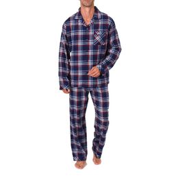 Normann Lange Flanell Schlafanzug Pyjama kariert - 88142 in rot | Gr.: 50