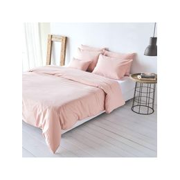 Traumschlaf Bettw&auml;sche Cotton-Leinen in rose | Gr.: 135 x 200 + 80 x 80 cm