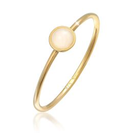 Elli Ringe - Ring Solit&auml;r Rosa Quarz Edelstein 375 Gelbgold - Gr. 54 MM - in Rosa - f&uuml;r Damen