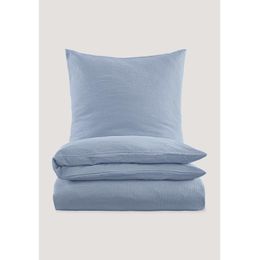 hessnatur Musselin Bettw&auml;sche-Set in graublau | Gr.: 155x220 cm (80x80 cm)