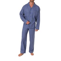 Normann Flanell Pyjama Schlafanzug zum durchkn&ouml;pfen - 70110 in blau | Gr.: 56