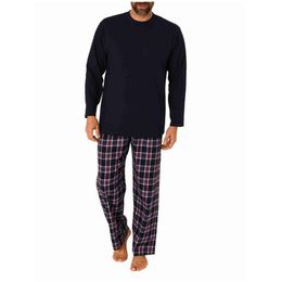 Normann langarm Schlafanzug Pyjama karierte Flanell Hose - 70839 in navy | Gr.: 48