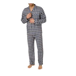 Normann Flanell Schlafanzug langarm Pyjama zum durchkn&ouml;pfen - 76808 in grau | Gr.: 50