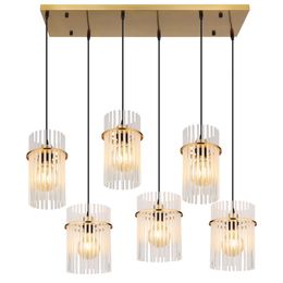 Globo LIGHTING H&auml;ngeleuchte "GORLEY", goldfarben matt, H: 125cm, 1 Stk., Leuchten, H&auml;ngelampe Glasst&auml;be opal klar verlaufend elegant Wohnzimmer Esszimmer, H&auml;ngeleuchte