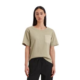 Marc O'Polo T-Shirt MARC O'POLO "mit aufgesetzter Satin-Tasche", Damen, Gr. XXS, beige (m723), Obermaterial: 100% Baumwolle, unifarben, Basic, relaxed fit, Rundhals, normaler Saum, Shirts T-Shirt