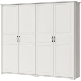 Kleiderschrank OTTO HOME "Evergreen, wahlweise in 3 Breiten, H&ouml;he 224cm", wei&szlig; (elfenbeinfarben, wei&szlig;), B:251cm H:224cm T:58cm, MDF, Spanplatte, Schr&auml;nke, Kleiderschrank Dreht&uuml;renschrank, im klassischen Landhausstil,FSC-zertifiziert,hochwertige UV Lackierung