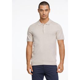 Poloshirt LINDBERGH "LINDBERGH Poloshirt", Herren, Gr. L, sanftes wei&szlig; mel, Obermaterial: 80% Viskose, 20% Nylon, schmal, V-Ausschnitt, Shirts