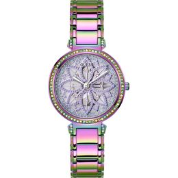 Quarzuhr Guess "LILY", bunt (lila, metallic), Armbanduhren, Damen, Quarzuhr, Armbanduhr, Damenuhr