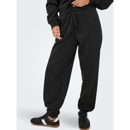Sweathose Only "ONLBEST CUFF PANT SWT NOOS", Damen, Gr. M (38), N-Gr, schwarz, Sweatware, Obermaterial: 65% Polyester, 35% Baumwolle, unifarben, relaxed fit kn&ouml;chellang, Hosen Sweathose
