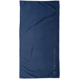 Sporthandtuch Tom Tailor HOME "Fitnesstuch COLOR BATH", blau (schwarz navy), B:70cm L:140cm, Microfaser, Mikrofaser, Handt&uuml;cher, Logo Pr&auml;gung, Mikrofaser, weich, schnell trocknend