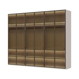 Dreht&uuml;renschrank OTTO HOME "Opera Parsol-Glast&uuml;ren, LED-Glasbodenbeleuchtung, mit und ohne Kranz", cashmere, B:272cm H:224cm T:56cm, FSC-zertifizierter Holzwerkstoff, Glas, Schr&auml;nke, Dreht&uuml;renschrank, Glast&uuml;ren, UV-Lack, LED-Innenbeleuchtung, Soft-Close-Funktion