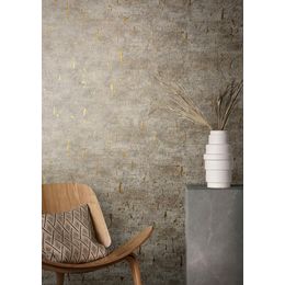 Vliestapete marburg, braun (braun, grau), B:0,7m L:10,05m, Vlies, Tapeten, moderne Tapete f&uuml;r Wohnzimmer Schlafzimmer K&uuml;che