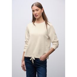 Sweatshirt Street One, Damen, Gr. 40, soft beige, Sweatware, Obermaterial: 65% Baumwolle, 35% Polyester, unifarben, regular fit normal, Rundhals, Rippb&uuml;ndchen, Sweatshirts Sweatshirt, mit Tunnelzug am Saum