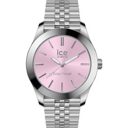 Ice Watch Solaruhr ICE-WATCH "ICE steel - Small - SOLAR 3H", silber (silberfarben, rosa), Armbanduhren, Damen, Armbanduhr, Damenuhr, Edelstahlarmband, bis 10 bar wasserdicht