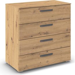 Schubkastenkommode Rauch "Sideboard Schubladenkommode OTELI mit Dekor- und Hochglanzfront", eiche artisan, B:80cm H:81cm T:42cm, Holzwerkstoff, Sideboards, vier gro&szlig;e und ger&auml;umige Schubladen mit viel Stauraum MADE IN GERMANY