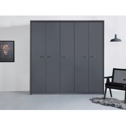 Dreht&uuml;renschrank Rauch "Kleiderschrank Schrank Garderobe W&auml;scheschrank Ankleide OTELI", grau (graumetallic), B:230cm H:231cm T:58cm, Holzwerkstoff, Schr&auml;nke, Dreht&uuml;renschrank, inkl. Passepartout optional mit Beleuchtung