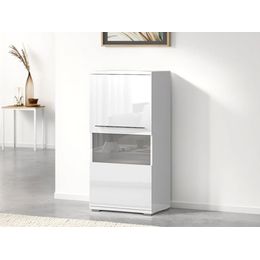 Highboard OTTO HOME "Piano Vitrine", wei&szlig; (wei&szlig; hochglanz), B:60cm H:123cm T:40,2cm, Spanplatte, Sideboards, Highboard, UV lackiert, Soft-Close Funktion