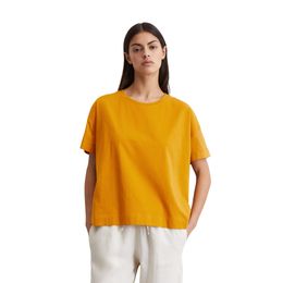 Marc O'Polo T-Shirt MARC O'POLO "aus Material-Mix", Damen, Gr. XS, gelb (m234), Obermaterial: 100% Baumwolle, unifarben, Basic, relaxed fit, Rundhals, Umschlagbund, Shirts T-Shirt