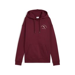 Kapuzensweatshirt Puma "CLASS RELAXED HOODIE FL", Damen, Gr. L, rot (ruby shimmer), Fleece, Obermaterial: 66% Baumwolle, 34% Polyester, unifarben, relaxed fit normal, Rundhals, Sweatshirts, mit Kapuze, mit K&auml;ngurutasche, Rundhalsausschnitt