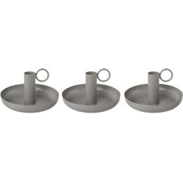 Kerzenhalter OTTO HOME "Stabkerzenhalter Engla", grau, H:6cm &Oslash;:13cm, Metall, Kerzenhalter, Kerzenhalter, aus Metall, mit dekorativem Henkel