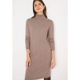 Strickkleid Cecil, Damen, Gr. XL (44), N-Gr, chocolate mousse melange, Strick, Obermaterial: 33% Polyester, 31% Polyacryl, 24% Baumwolle, 12% Nylon, meliert, regular fit knielang, hoch geschlossener Ausschnitt, Rippstrickb&uuml;ndchen, Kleider Strickkleid, mit Rollkragen, knielang