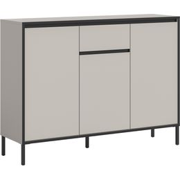 Sideboard Home Affaire "NORT, H&ouml;he: 101cm, mit Metall Stabfu&szlig;, 3 T&uuml;ren, 1 Schubkasten", kaschmir nachbildung, B:136cm H:101cm T:38cm, FSC-zertifizierter Holzwerkstoff, Sideboards, Sideboard, Anrichte, Kommode, Schrank, Board, Higboard
