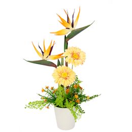Kunstblume I.GE.A. "Arrangement Strelitzie/Gerbera", orange, B:35cm H:60cm L:30cm, Kunstpflanzen, Topf aus Keramik