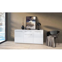 Kommode OTTO HOME "Piano", wei&szlig; (wei&szlig; hochglanz), B:150cm H:84,6cm T:45,2cm, Spanplatte, Sideboards, Kommode, UV lackiert, Soft-Close Funktion