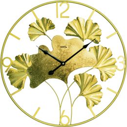 Wanduhr AMS, gold (goldfarben), Wanduhren, &Oslash; 50cm, Wanduhr, Quarzuhr, Metall, Wohnzimmer, Esszimmer, K&uuml;che, Arbeitszimmer, B&uuml;ro