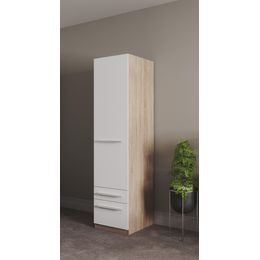 Kleiderschrank Priess "Schrank Garderobe W&auml;scheschrank Barcelona in 5 Breiten", wei&szlig; (struktureichefarben hell, wei&szlig;), B:48cm H:193cm T:54cm, Holzwerkstoff, Schr&auml;nke, Kleiderschrank, viel Stauraum, ger&auml;umige Schubk&auml;sten, mit Spiegel, MADE IN GERMANY