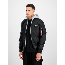 Bomberjacke Alpha Industries "MA-1 D-TEC SE", Herren, Gr. M, schwarz (schwarz, grau), Web, Obermaterial: 100% Nylon, unifarben, schmal normal, Rippb&uuml;ndchen, Jacken Bomberjacke