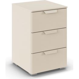 Nachtkommode Rauch "Nachttisch Nachtkonsole COSTA mit farblich passenden Metallgriffen", beige (champagner), griffe beige (champagner), B:40cm H:61cm T:42cm, Holzwerkstoff, Sideboards, drei ger&auml;umige Schubladen MADE IN GERMANY