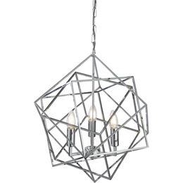 Searchlight H&auml;ngeleuchte "H&auml;ngeleuchte Cube, 3-flammig", silber (chrom), 3, H: 54cm, 1 Stk., Leuchten, Minimalistisches Ambiente, H&auml;ngeleuchte