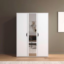 Dreht&uuml;renschrank Rauch "Kleiderschrank Schrank Garderobe W&auml;scheschrank NARAI mit Spiegel", wei&szlig; (alpinwei&szlig;), B:140cm H:194cm T:53cm, Holzwerkstoff, Schr&auml;nke, Dreht&uuml;renschrank, Griffausfr&auml;sungen f&uuml;r eine grifflose Optik TOPSELLER MADE IN GERMANY