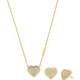 Ohrring und Ketten Set Michael Kors "Mulitpack Schmuck Silber 925 Premium Kors Love Herz", gold (gelbgoldfarben, kristallwei&szlig;, kristallwei&szlig;), Schmuck_Sets, Damen, Silber 925 (Sterlingsilber), glitzernd, gl&auml;nzend, mit Zirkonia (synth.)