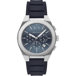 Chronograph Armani Exchange "SYNC", blau (dunkelblau, dunkelblau), Armbanduhren, Kinder, Chronograph, Quarzuhr, Armbanduhr, Herrenuhr, Silikonarmband, Datum, Stoppfunktion
