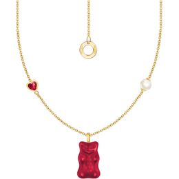 Kette mit Anh&auml;nger Thomas Sabo "Thomas Sabo x HARIBO Schmuck: Kette mit Goldb&auml;r" Gr. 45, bunt (gelbgoldfarben, rot, wei&szlig;), Halsketten, Damen, 45, Perlen Silber 925 (recycelt), Perlen, Silber 925 (recycelt), mit Kristallglas, Zirkonia (synth.) - mit S&uuml;&szlig;wasserzuchtperle