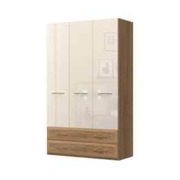 Kleiderschrank OTTO HOME "Gala, beige hochgl&auml;nzend UV lackiert, kratzfest, FSC-zertifiziert", beige (beige, pacific walnut), B:137cm H:224cm T:56cm, MDF, Spanplatte, Schr&auml;nke, Kleiderschrank, hoher Schrank (224cm), in den Breiten 92 und 137cm, Made in Europe