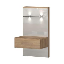 Nachtkonsole OTTO HOME "Gala, beige hochgl&auml;nzend UV lackiert und melaminbeschichtet, kratzfest", beige (beige, pacific walnut), B:56cm H:100cm T:47cm, MDF, Spanplatte, Sideboards, Nachtkonsole, mit Beleuchtung,wahlweise rechte oder linke Bedienung,FSC-zertifiziert